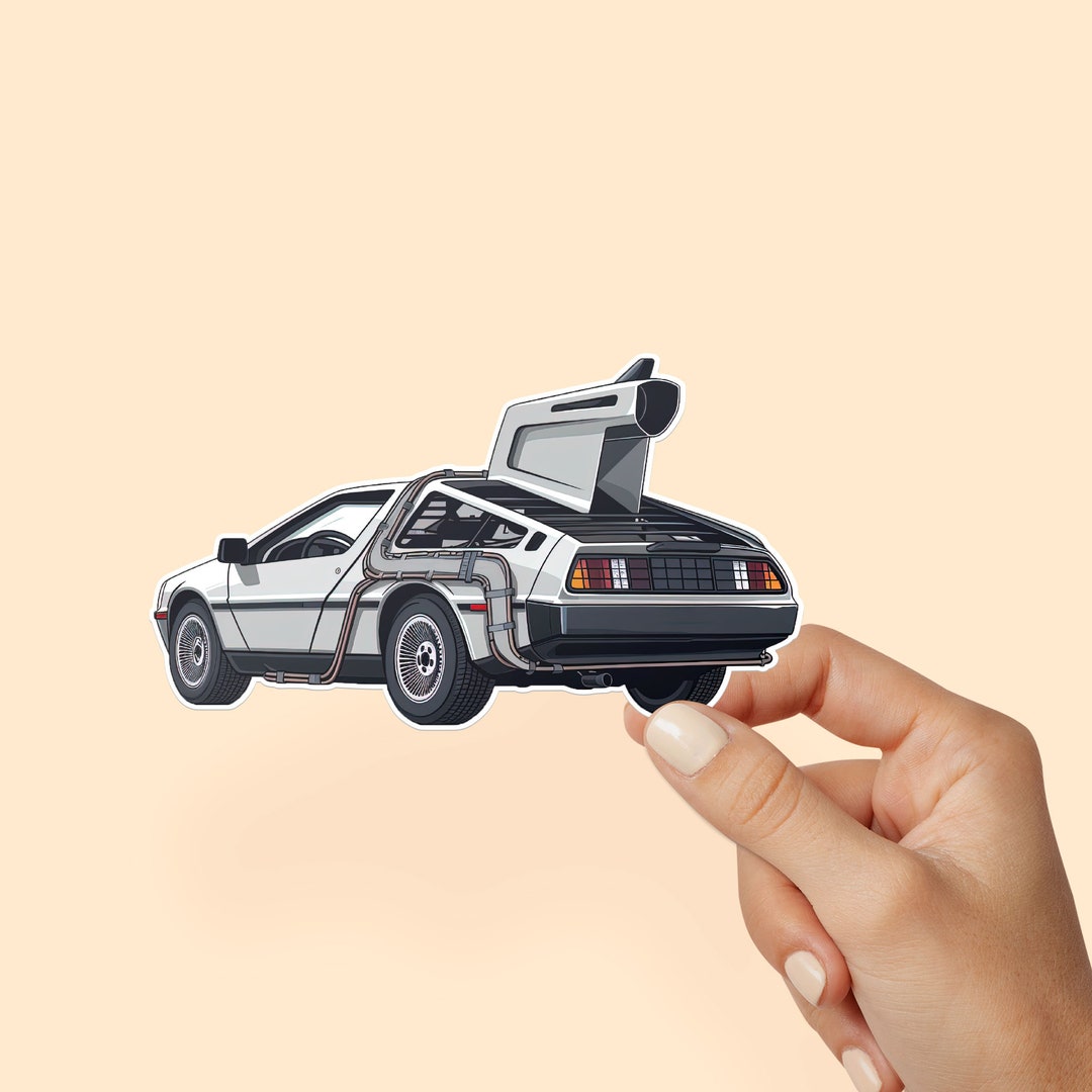 Delorean Time Machine Sticker, Laptop Sticker, Water Bottle Sticker ...