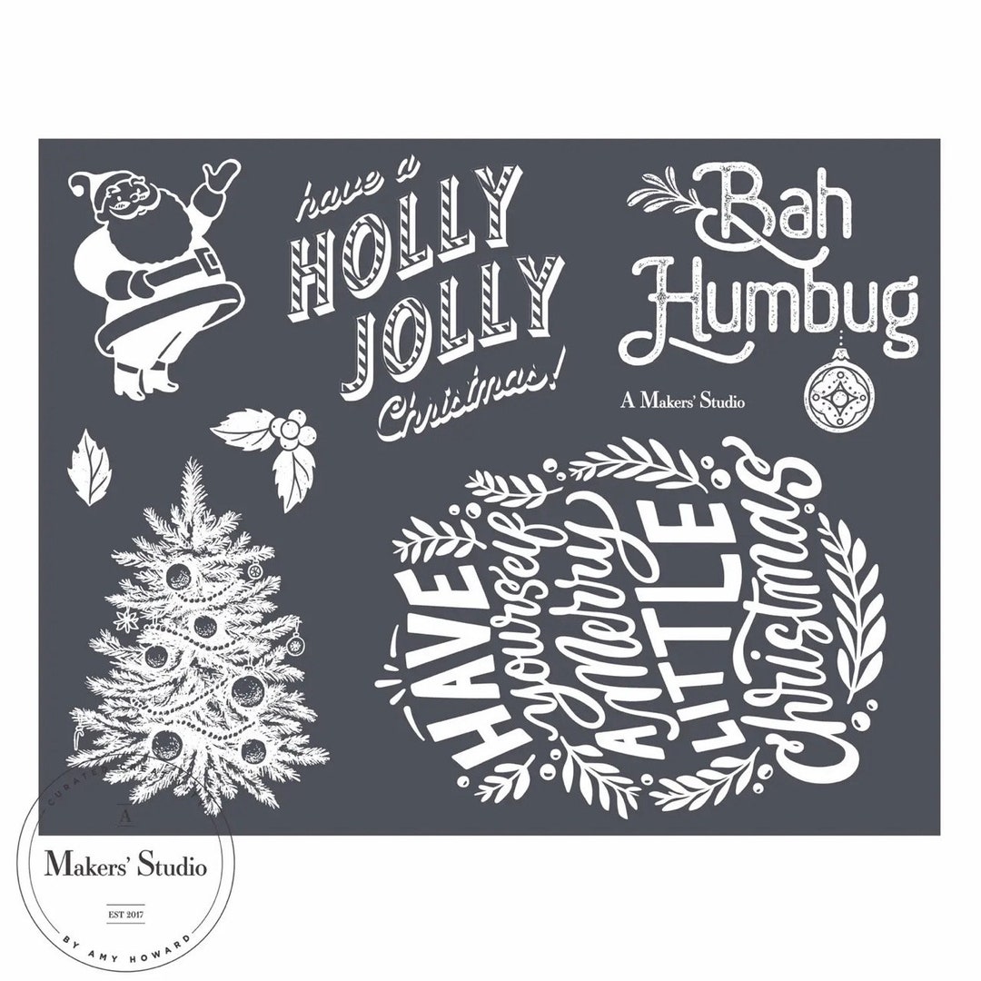 Holly Jolly - Mesh Stencil 8.5x11 Reusable Adhesive Transfer / Stencil ...