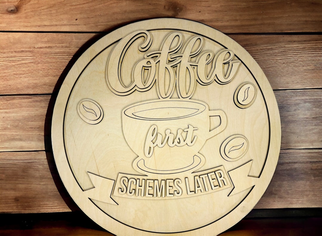 Coffee First Schemes Later Multi Layer DIY Kit Birch Wood Door Hanger ...