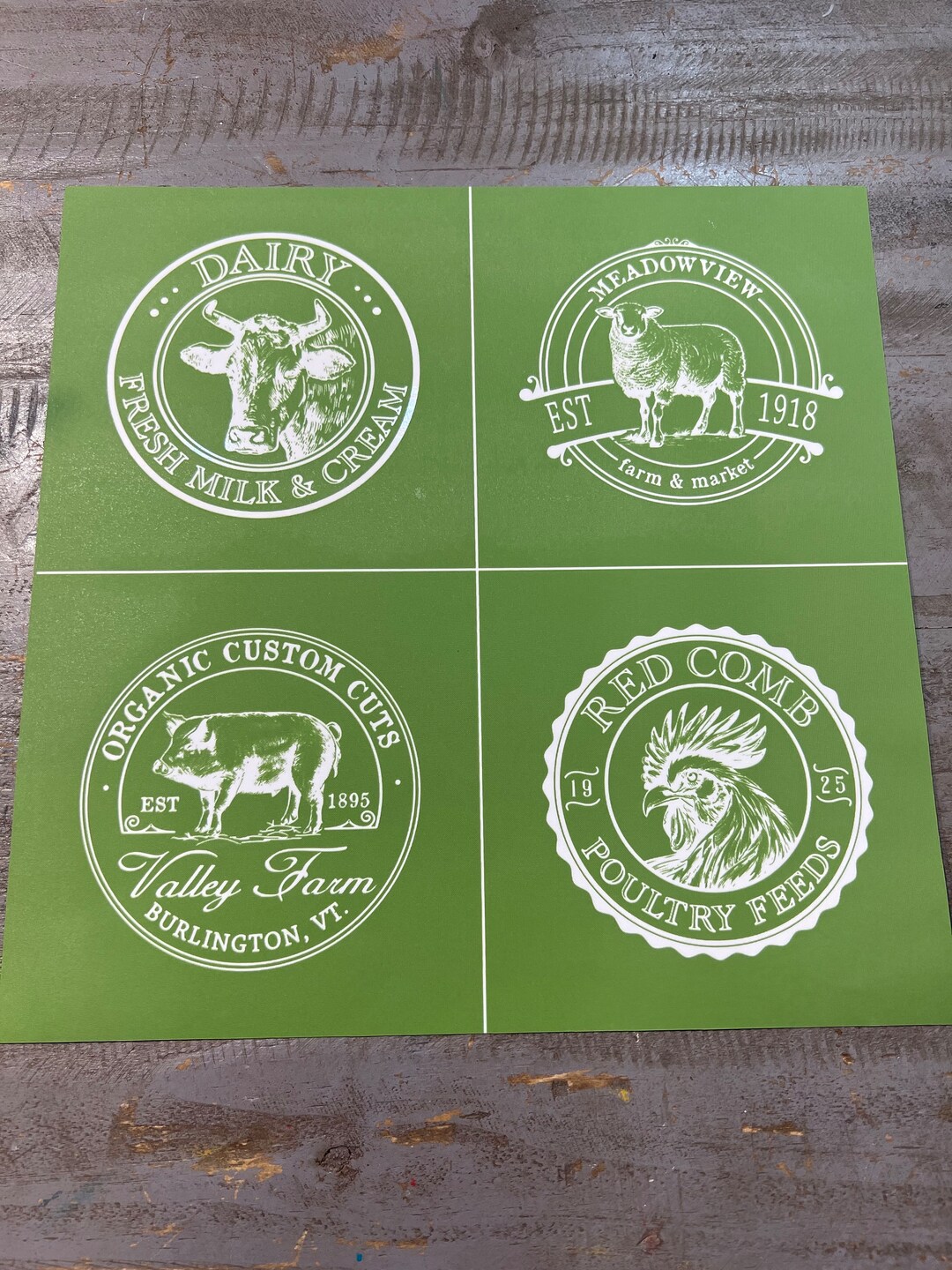Stencil Dairy Labels 10X10 Reusable Silk Screen Adhesive Transfer Farm ...