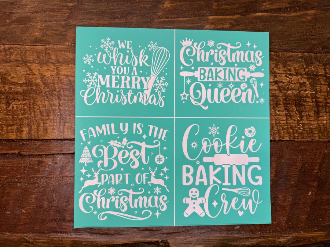 Fun Christmas Baking Cut Apart Stencil 8.5" X 8.5” Reusable Silk Screen ...