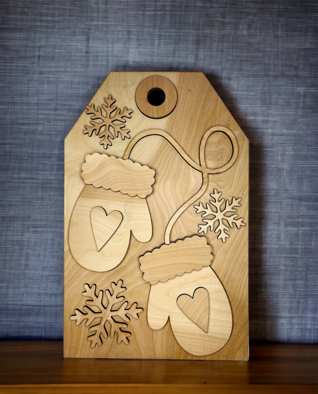 Snow Mittens Christmas Winter Door Hanger or Sign DIY Wood Cut Out Kit ...