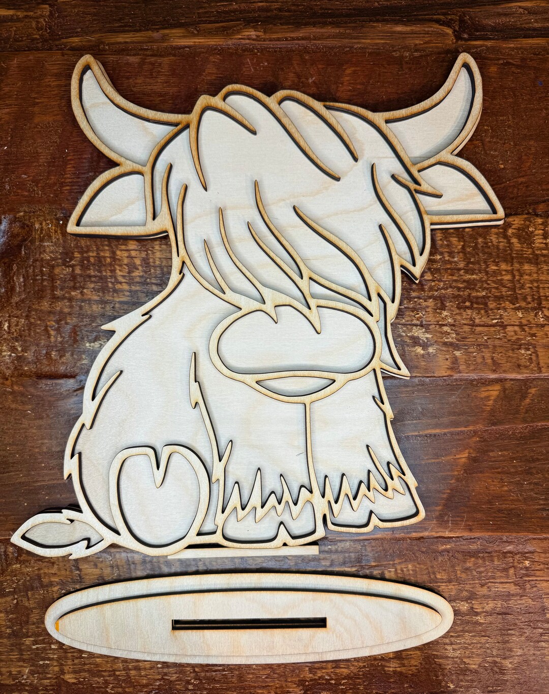 2 Layer Highland Cow Shelf Sitter DIY Kit Birch Wood Farmhouse Home ...