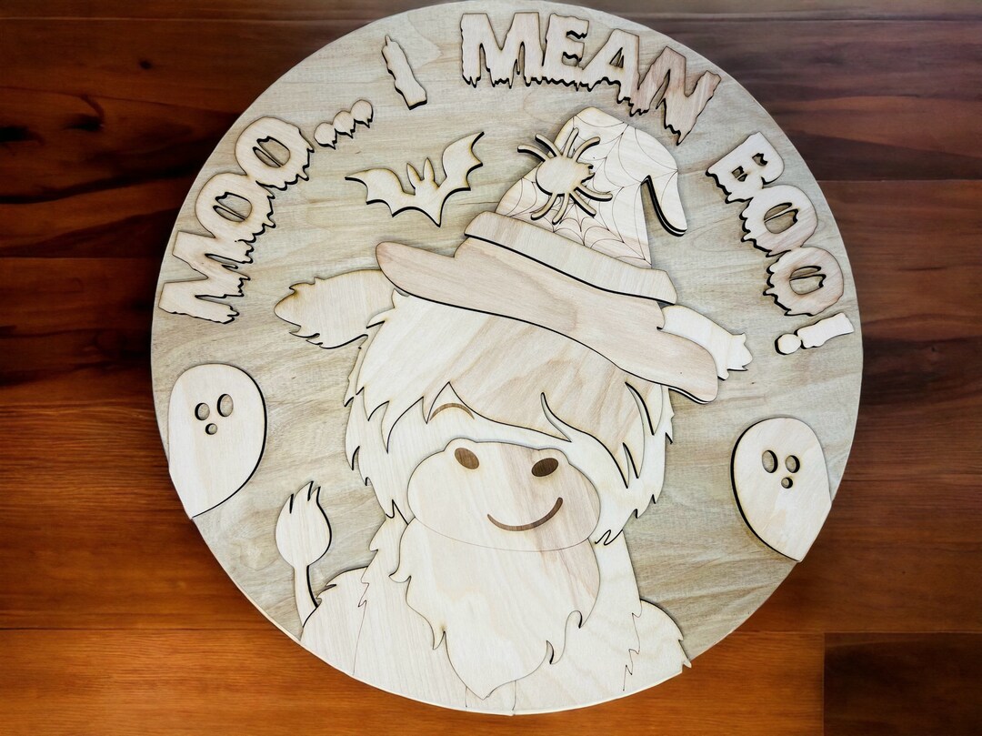 Highland Cow Moo Halloween Round Door Hanger Blank DIY KIT - Etsy
