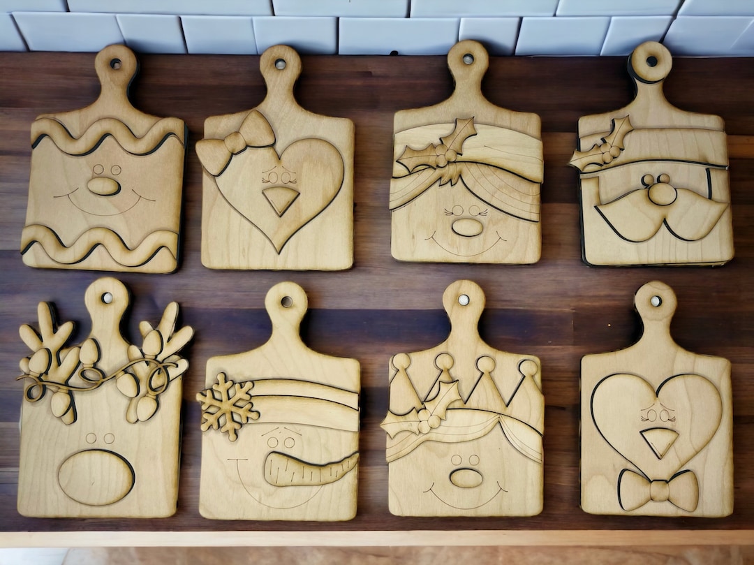 Christmas Cutting Board Ornaments Wood Blank DIY Kit Set of 8 - Etsy