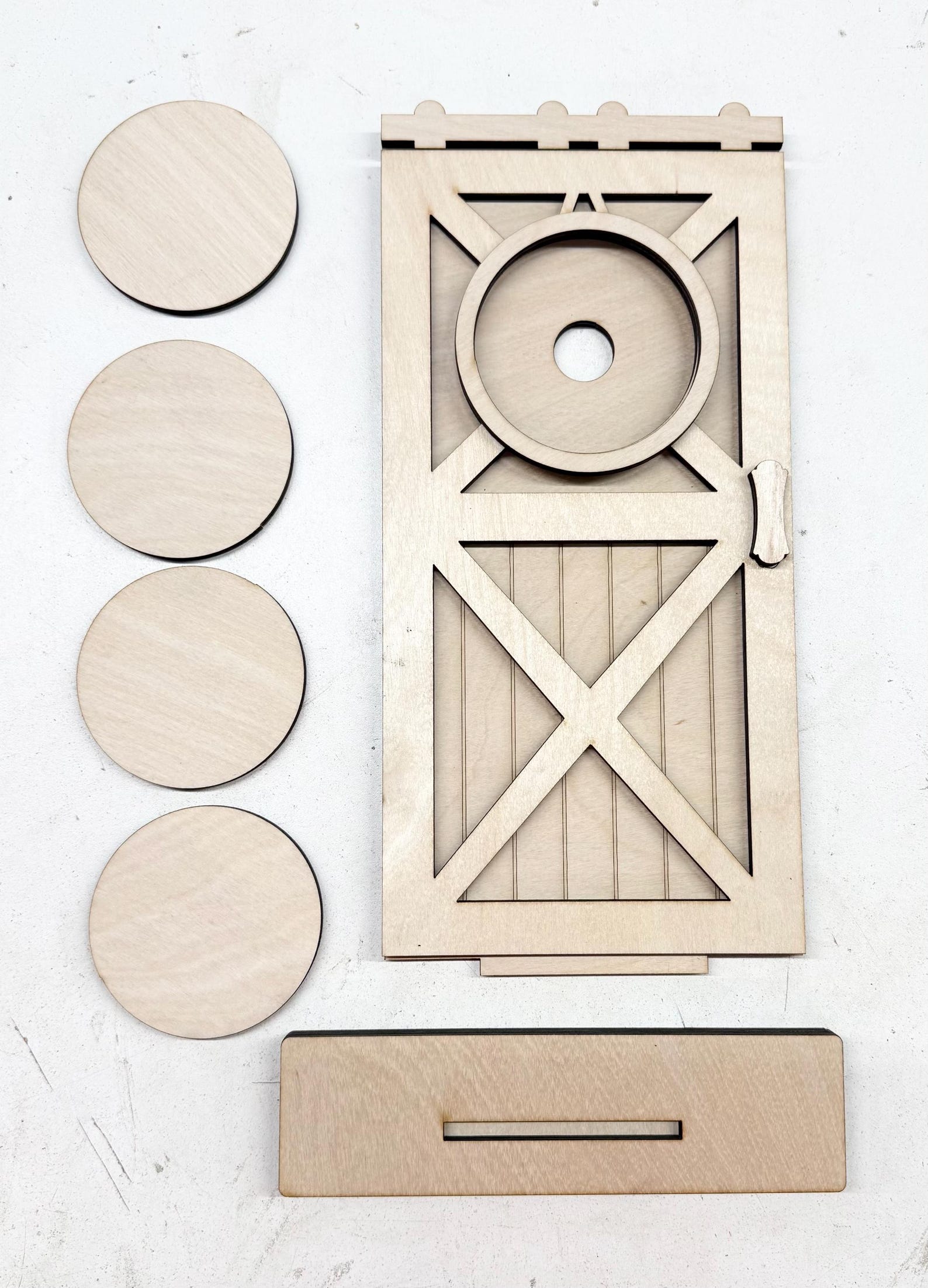 Rustic Barn Door Shelf Sitter With Interchangeable Round Wood Blank DIY ...