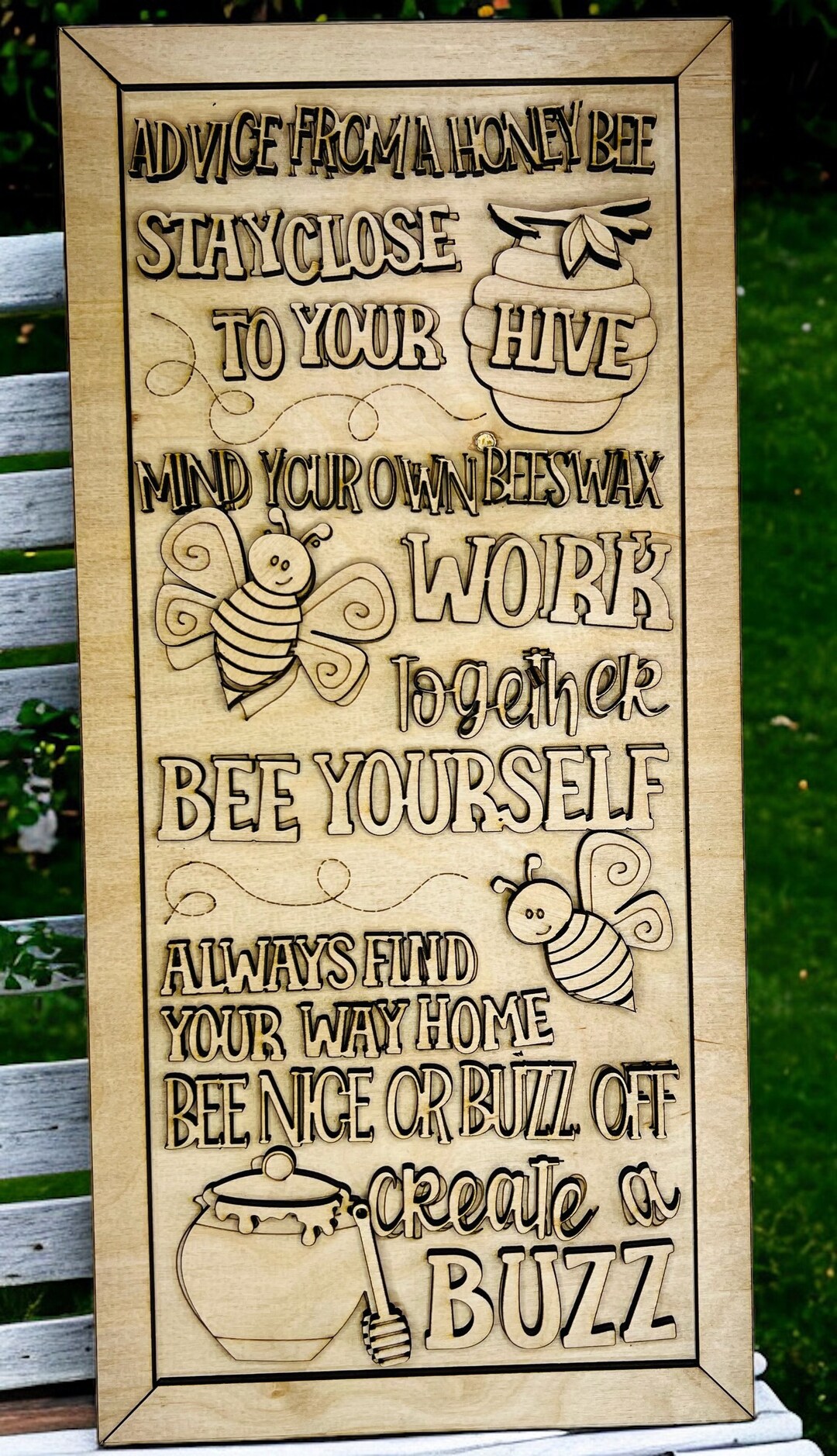 Bee Yourself Honey Bee Wall Decor or Plaque DIY Kit Birch Wood Home ...