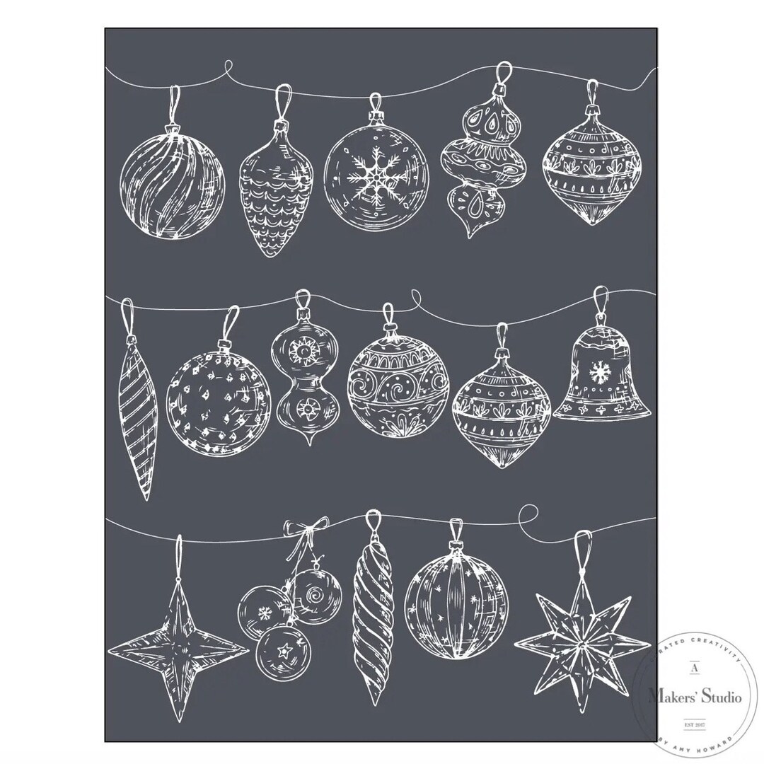Hang the Ornaments Mesh Stencil 8.5x11 Reusable Adhesive Transfer ...