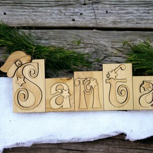 SANTA Words Wood Block Shelf Sitter Blank DIY Kit #875 - Etsy