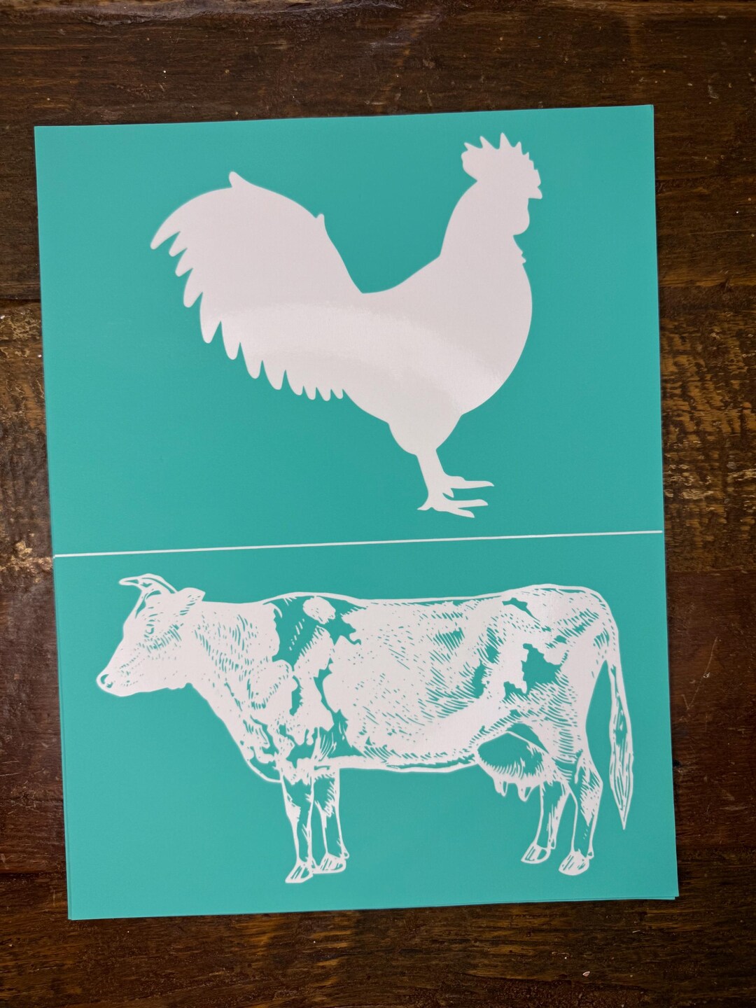 Rooster and Cow Farm Design Stencil 8.5" X 11" Reusable Silk Screen ...