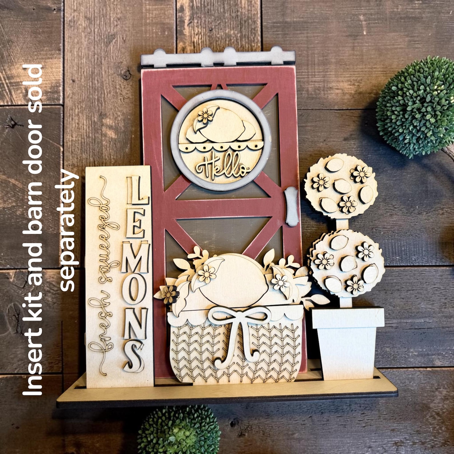 Rustic Barn Door Shelf Sitter With Interchangeable Round Wood Blank DIY ...