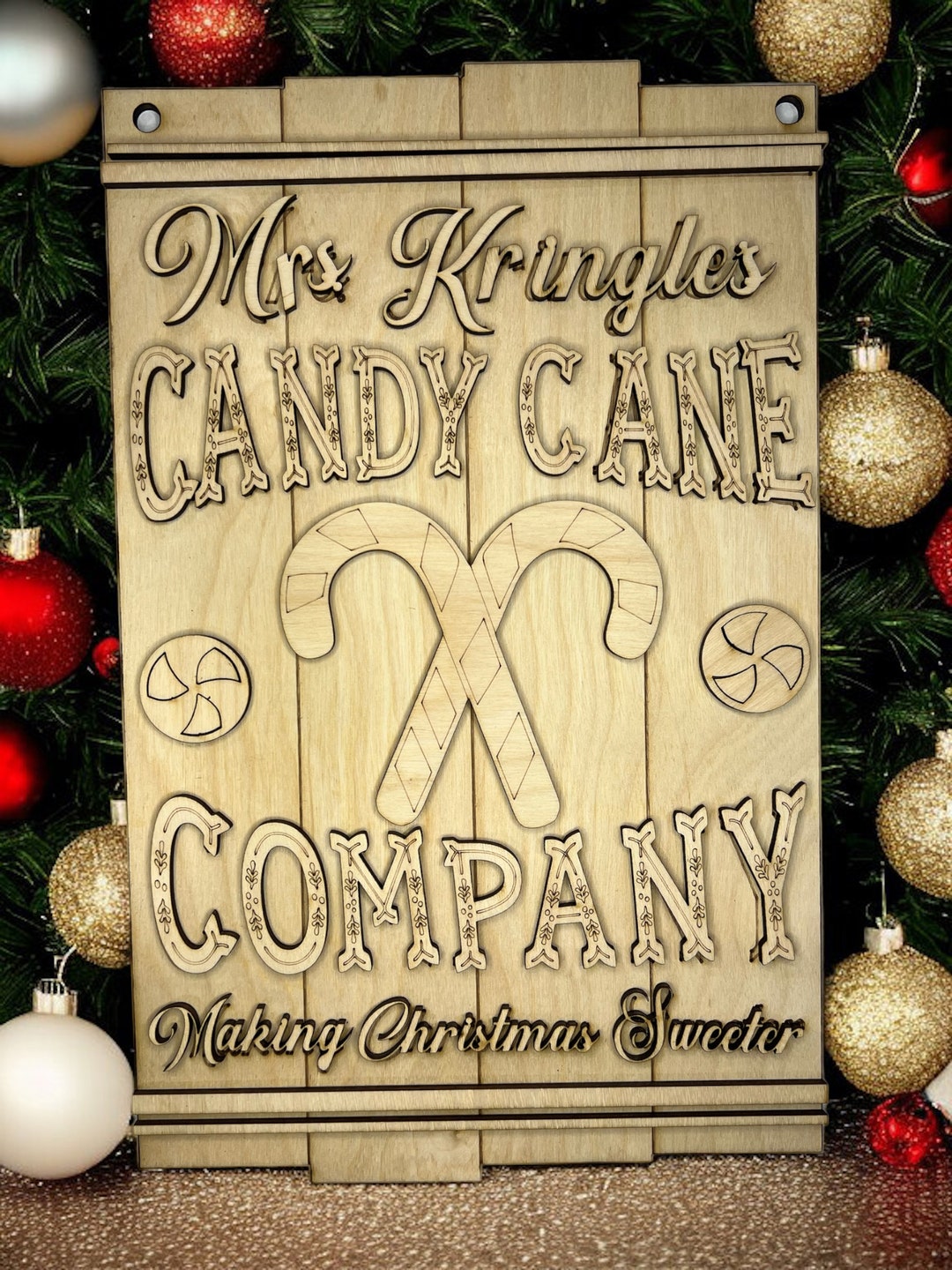 Christmas Mrs Kringle Candy Cane Co DIY Wood Blank Sign or Door Hanger ...