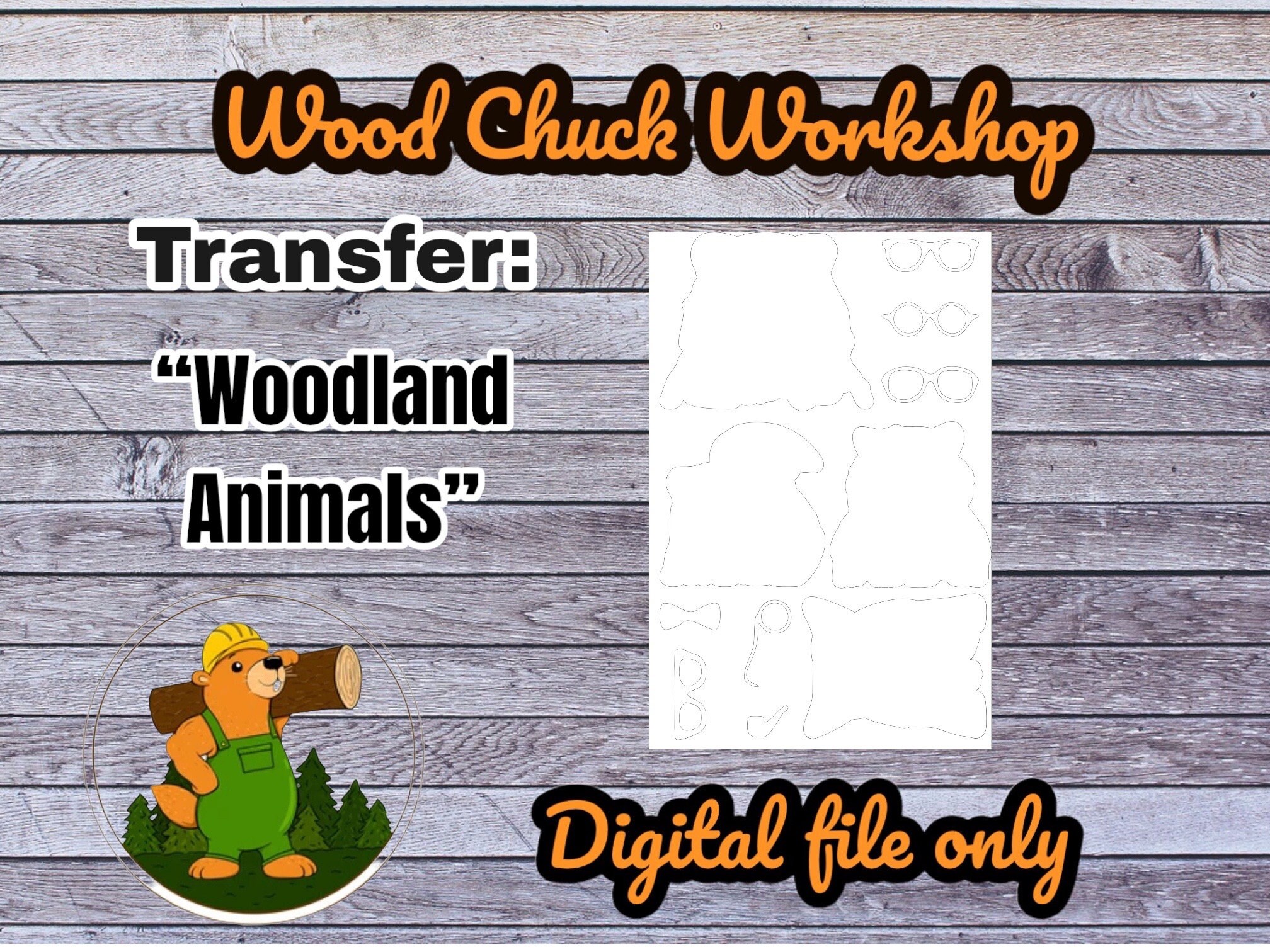 Woodland Animals SVG PNG File Chalk File - Etsy