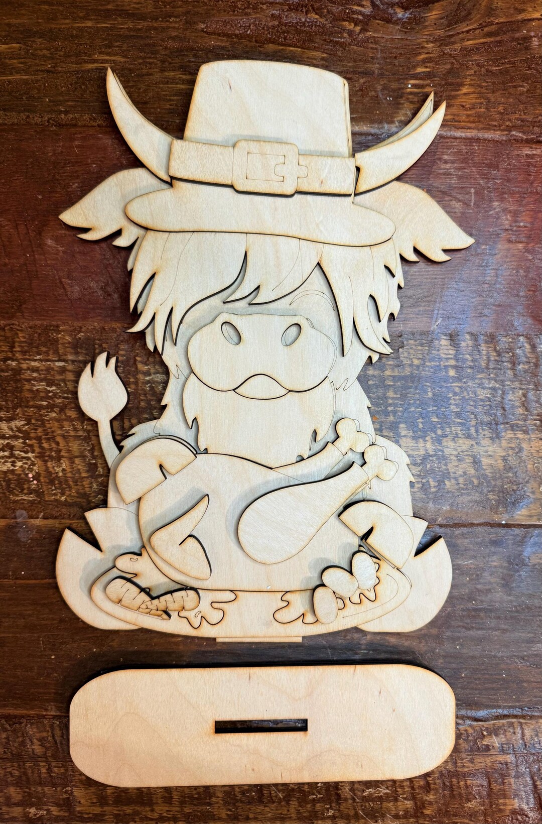 2 Size Choice Highland Cow Thanksgiving Pilgrim Farmhouse Shelf Sitter ...