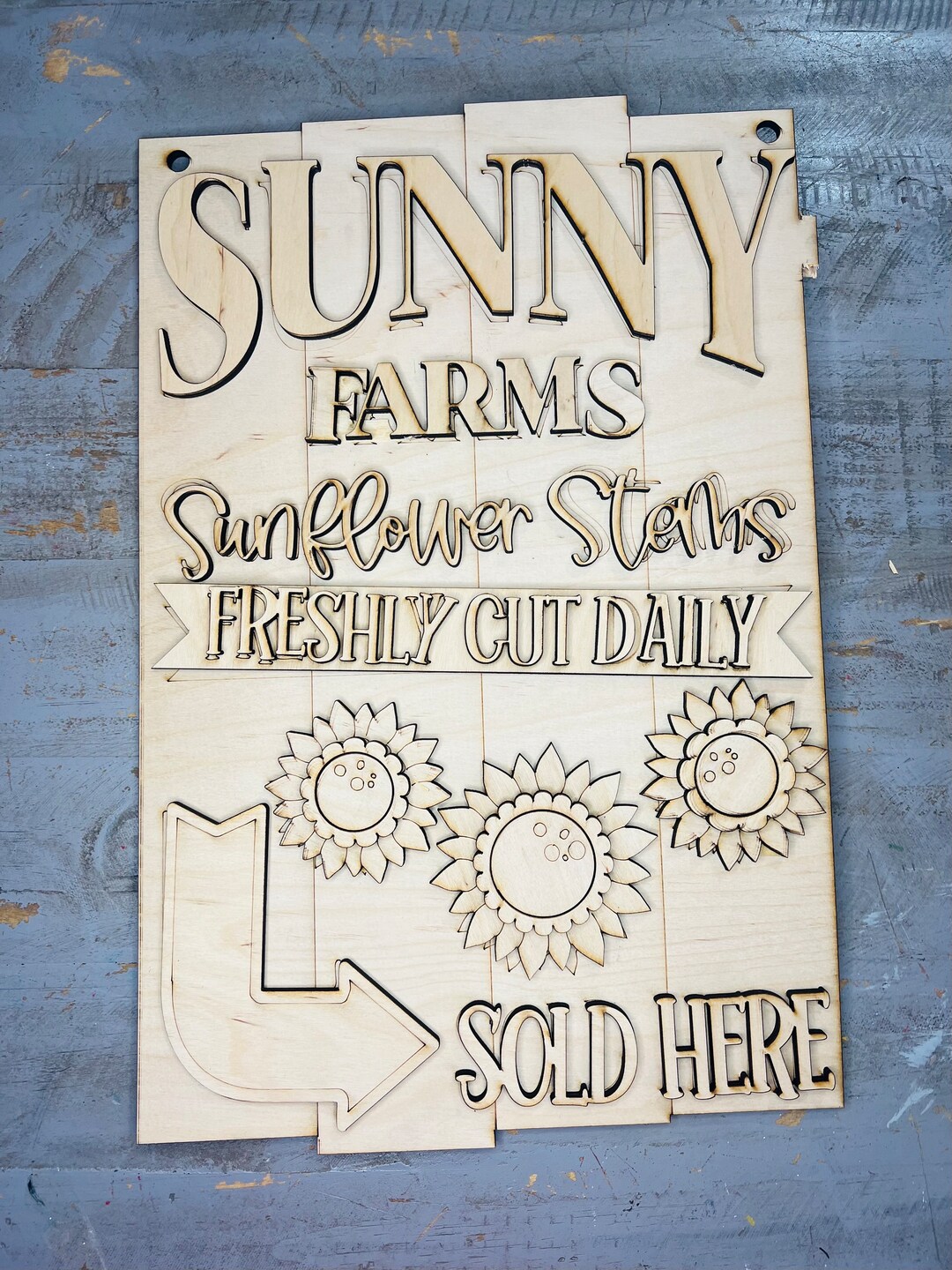 Sunflower Sunny Farms Wall Sign or Door Hanger Blank DIY KIT Home Decor ...