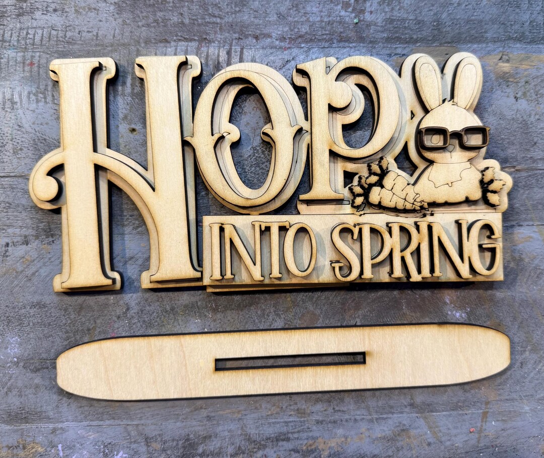HOP Into Spring Bunny Shelf Sitter DIY Wood Cut Out Kit #427 - Etsy