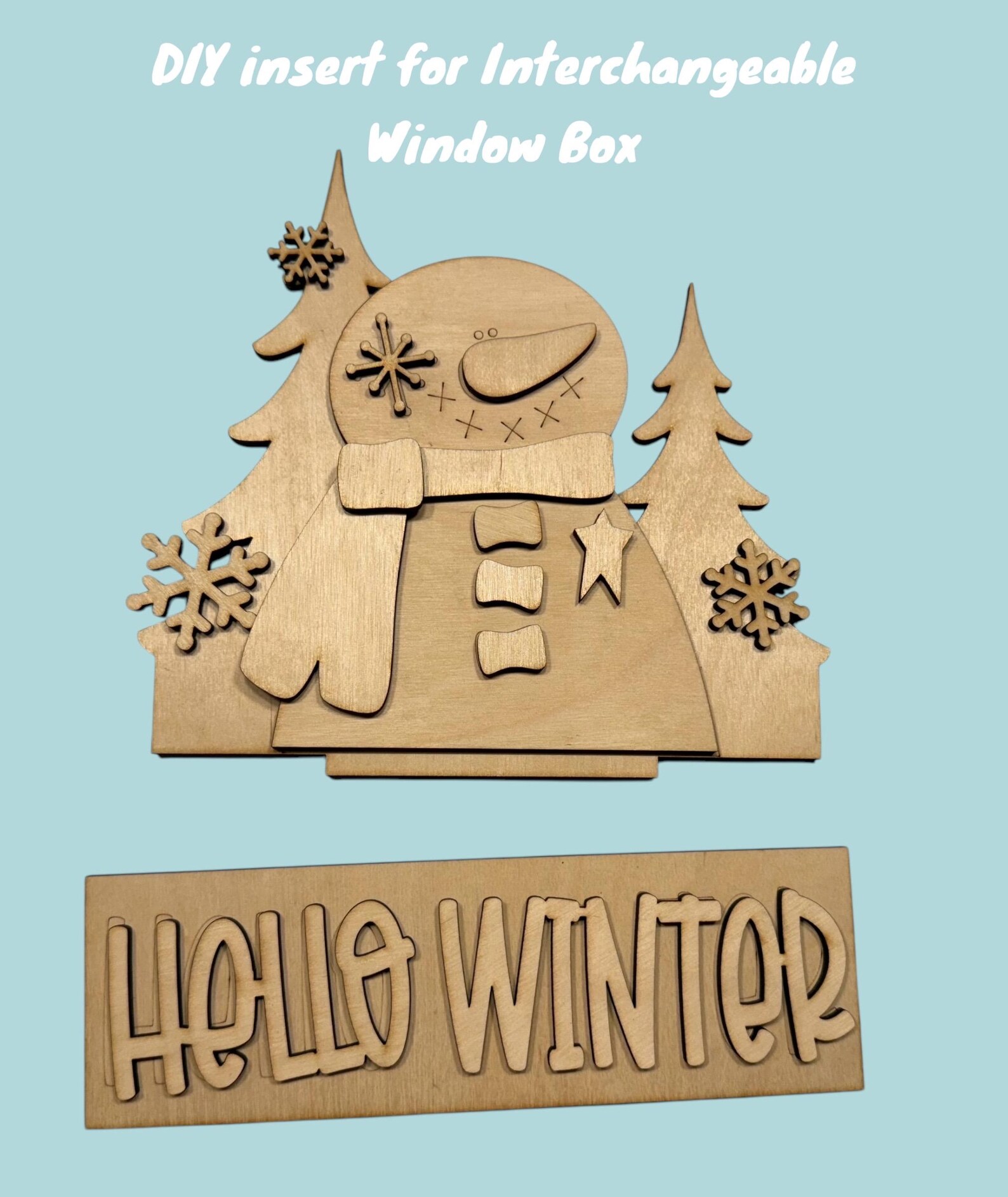 Hello Winter With Trees Window Insert ONLY for Window Box ...