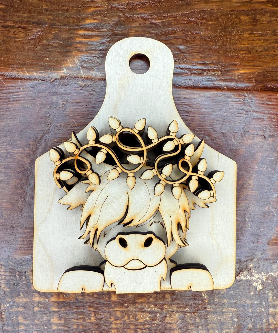 3 Choices Highland Cow Ear Tag Sign or Doorhanger DIY Kit Birch Wood ...