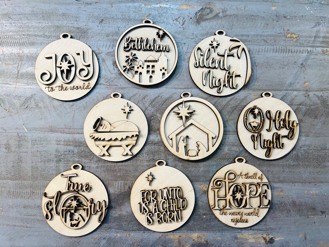 Christmas Nativity Scene Ornaments Wood Blank DIY Kit Set of 9 #886 - Etsy