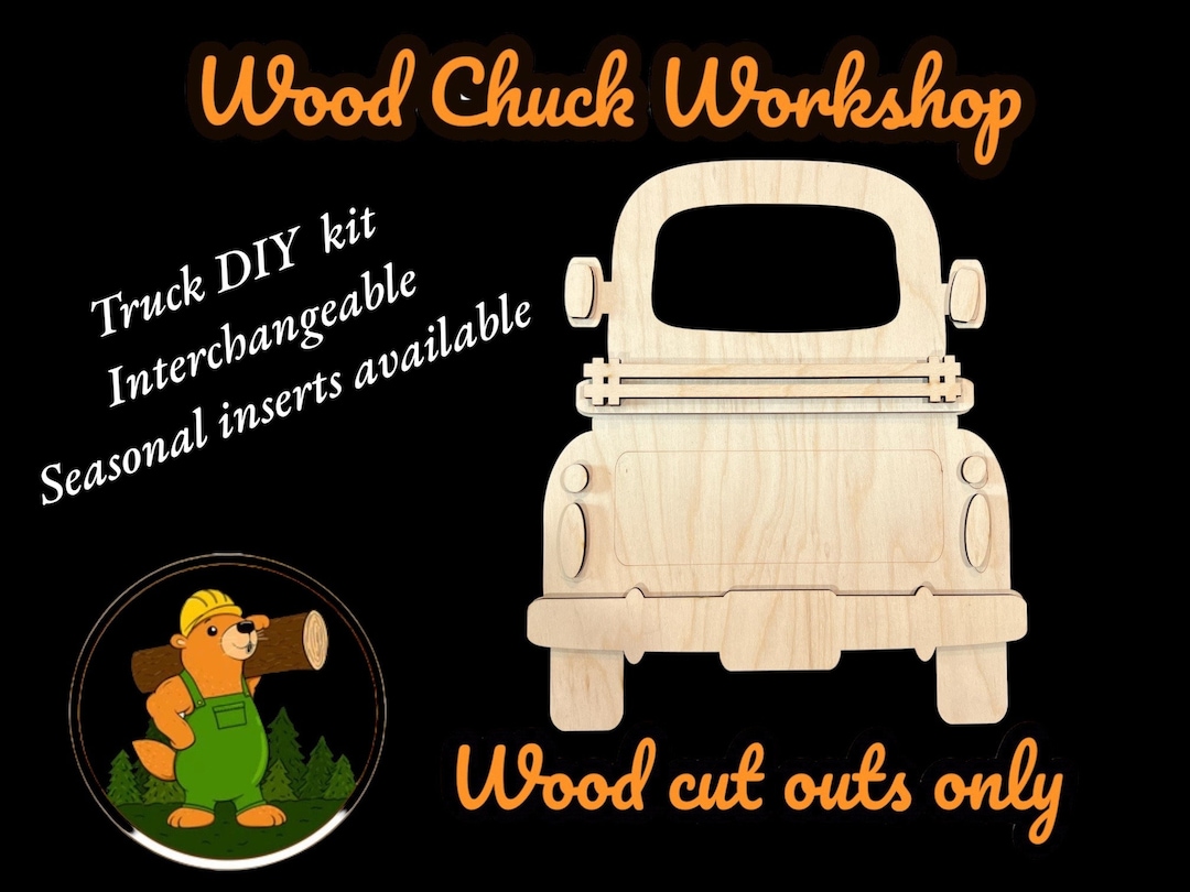 2 Sizes/options - DIY Wood Old Truck Cut Out Kit Interchangeable Shelf ...