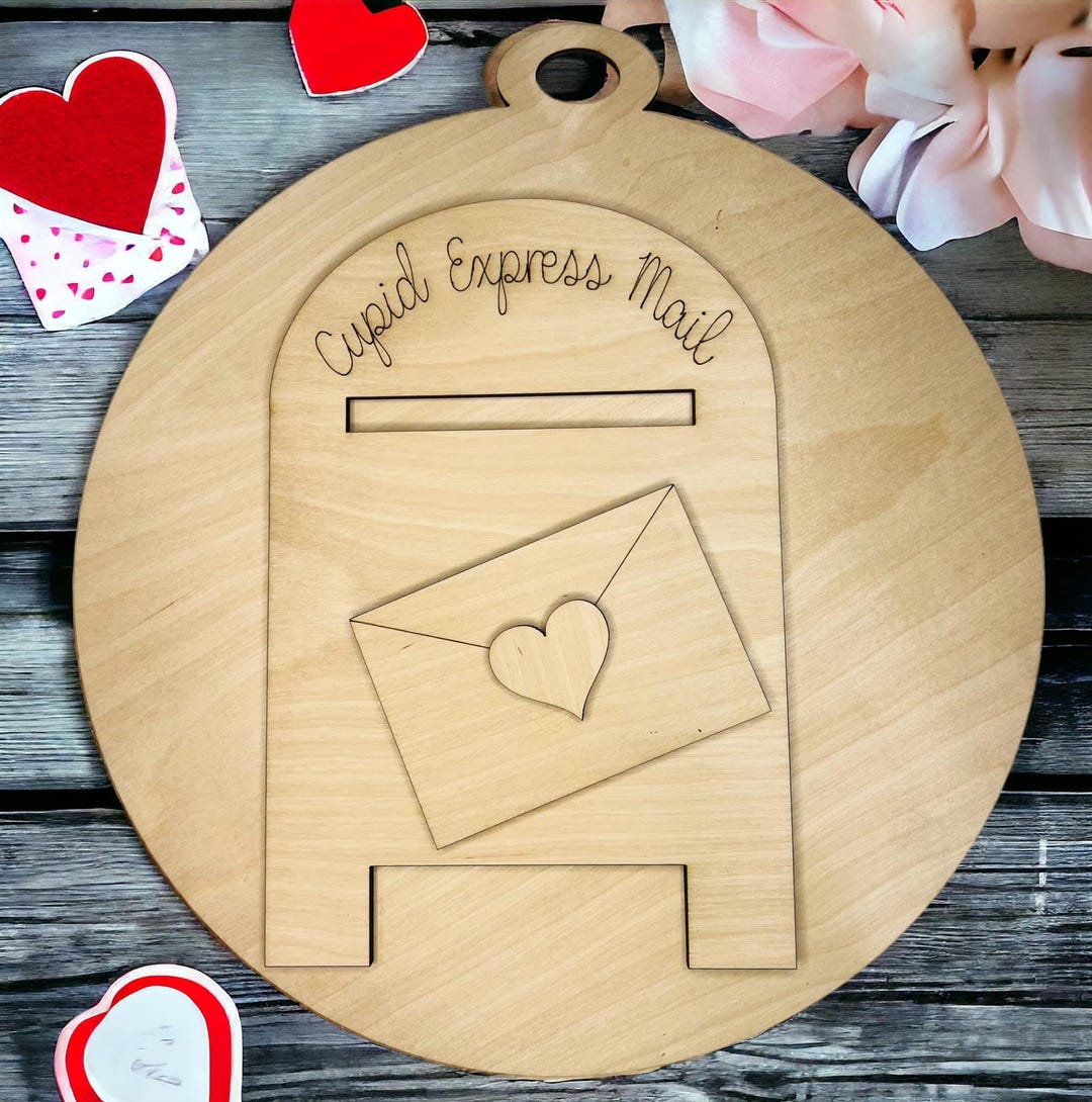 2 SIZES Valentine Day Card Mail Box DIY Kit Birch Wood Round Door ...