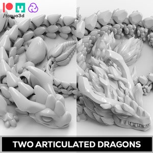 Two Articulated Dragons Ready to Print on a PLA or Resin 3D Printer STL File 3d Print File Stl ...