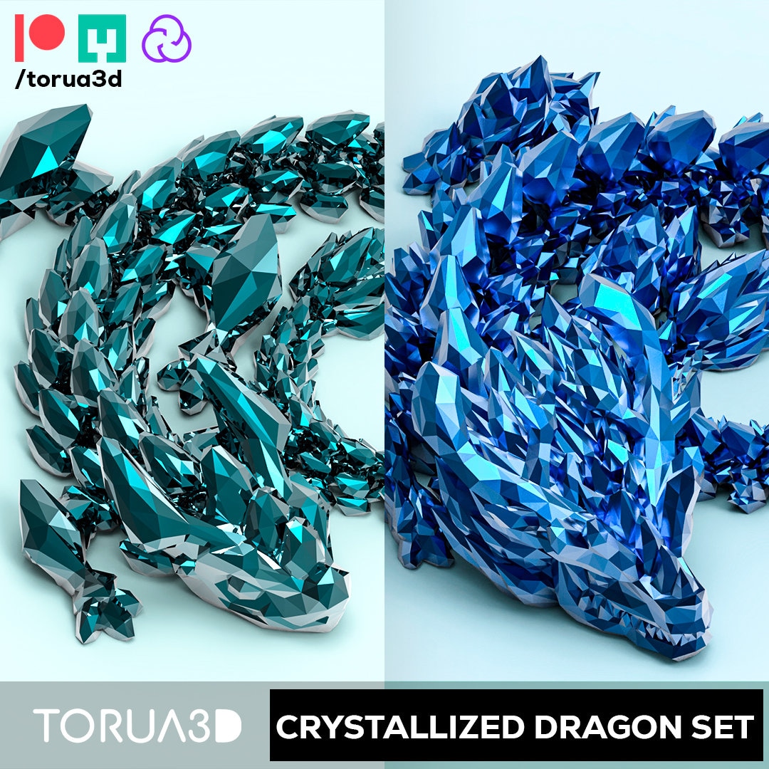 Crystallized Articulated Dragon STL File Set (3D Print) - Etsy