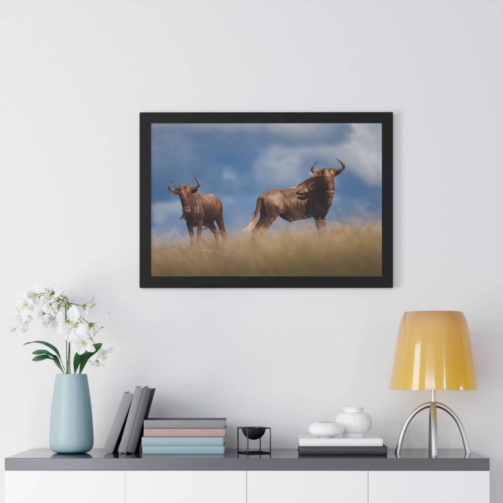 Golden Wildebeest Framed Poster Wildebeest Photo Wildebeest Art Africa ...