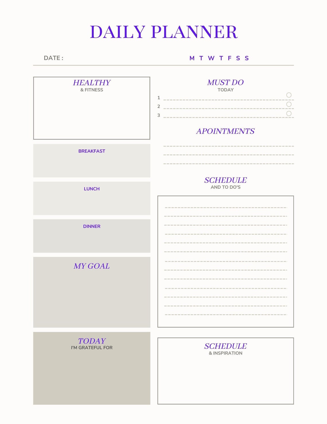 Daily Planner, Monthly Planner, Printable Planner, Planner Inserts ...