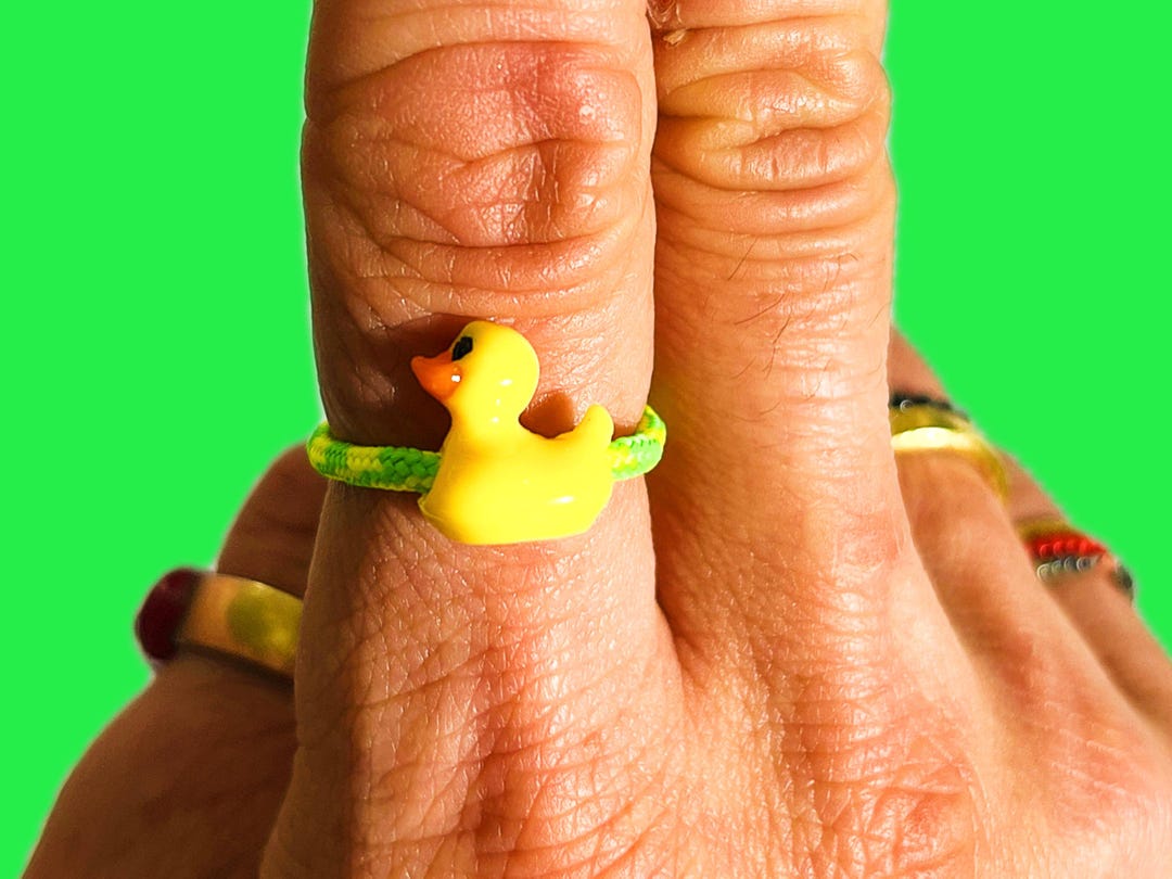 Tiny Yellow Rubber Ducky Charm Ring: Rave Music Festival Jewelry - Etsy