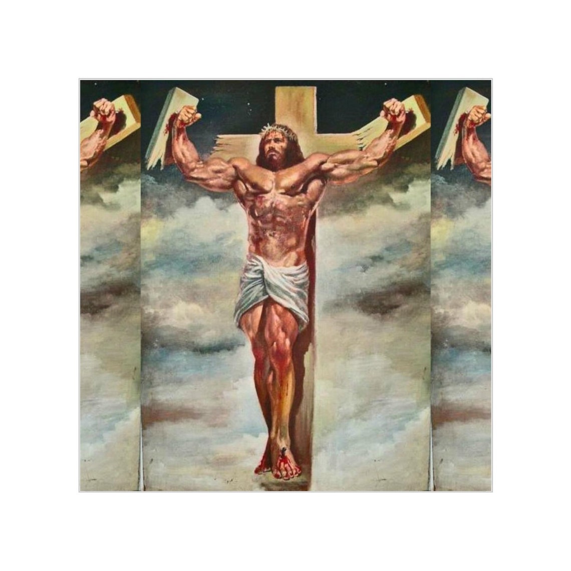 Buff Jesus on Cross Transparent Outdoor Sticker Square - Etsy