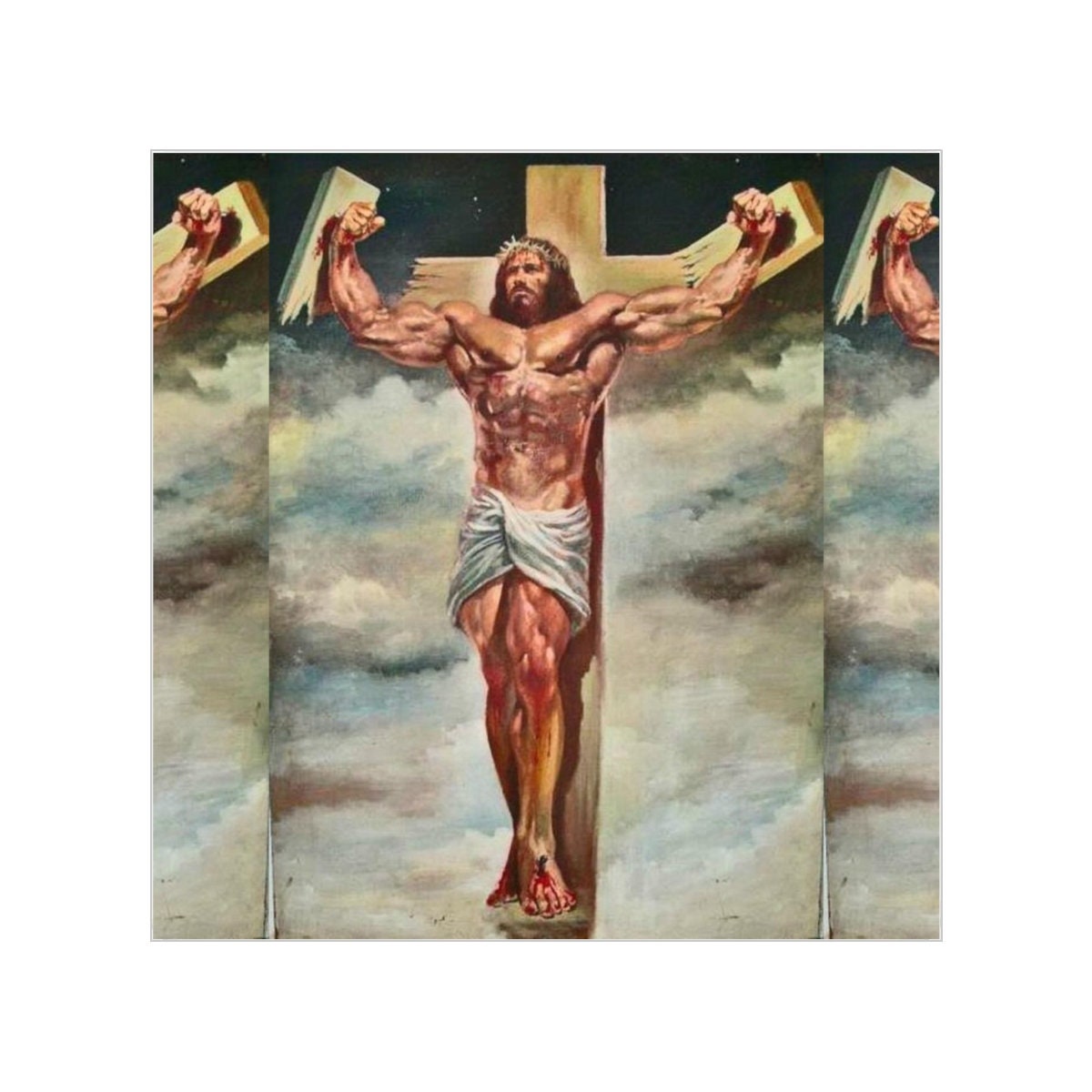 Buff Jesus on Cross Transparent Outdoor Sticker, Square, 1pcs - Etsy