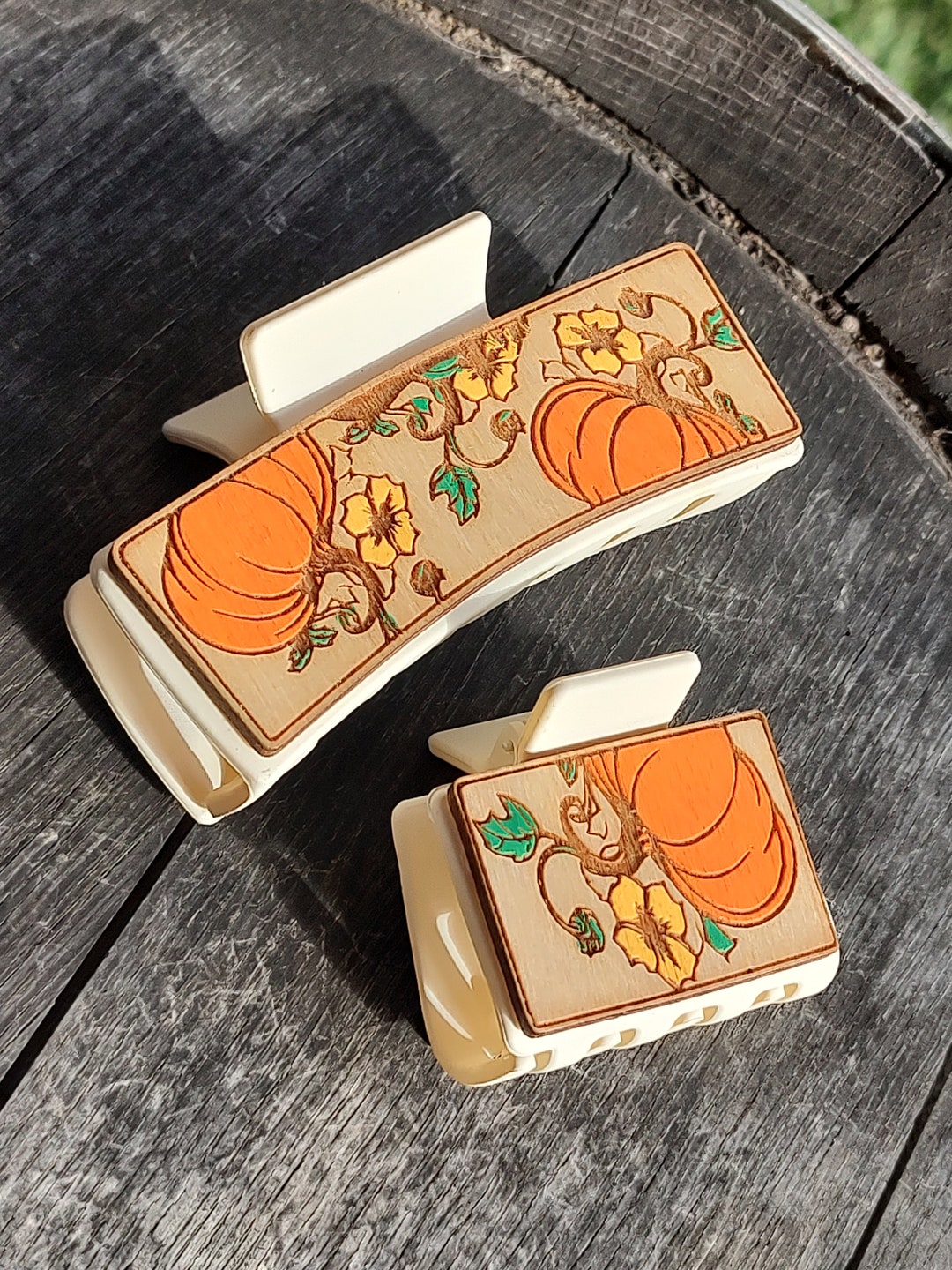 Pumpkin Claw Clip/fall Hair Clips/hand-painted Pumpkin Hair Clip/ Cute ...