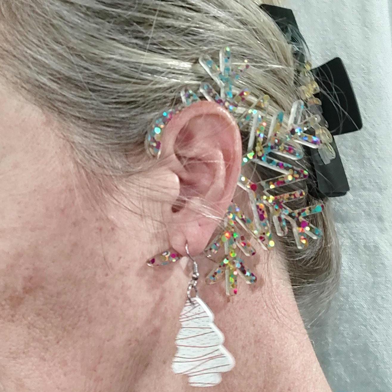 Snowflake Ear Cuff, Glitter Acrylic Ear Wrap - Etsy