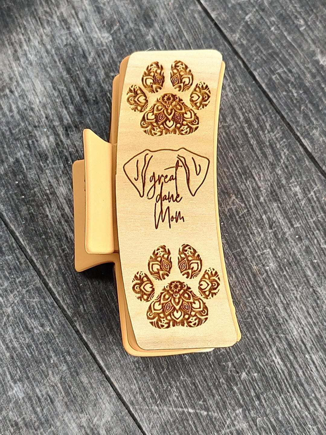 Claw Clip Great Dane Mom- Laser Engraved Claw Clip for Dog Lovers- Hair ...