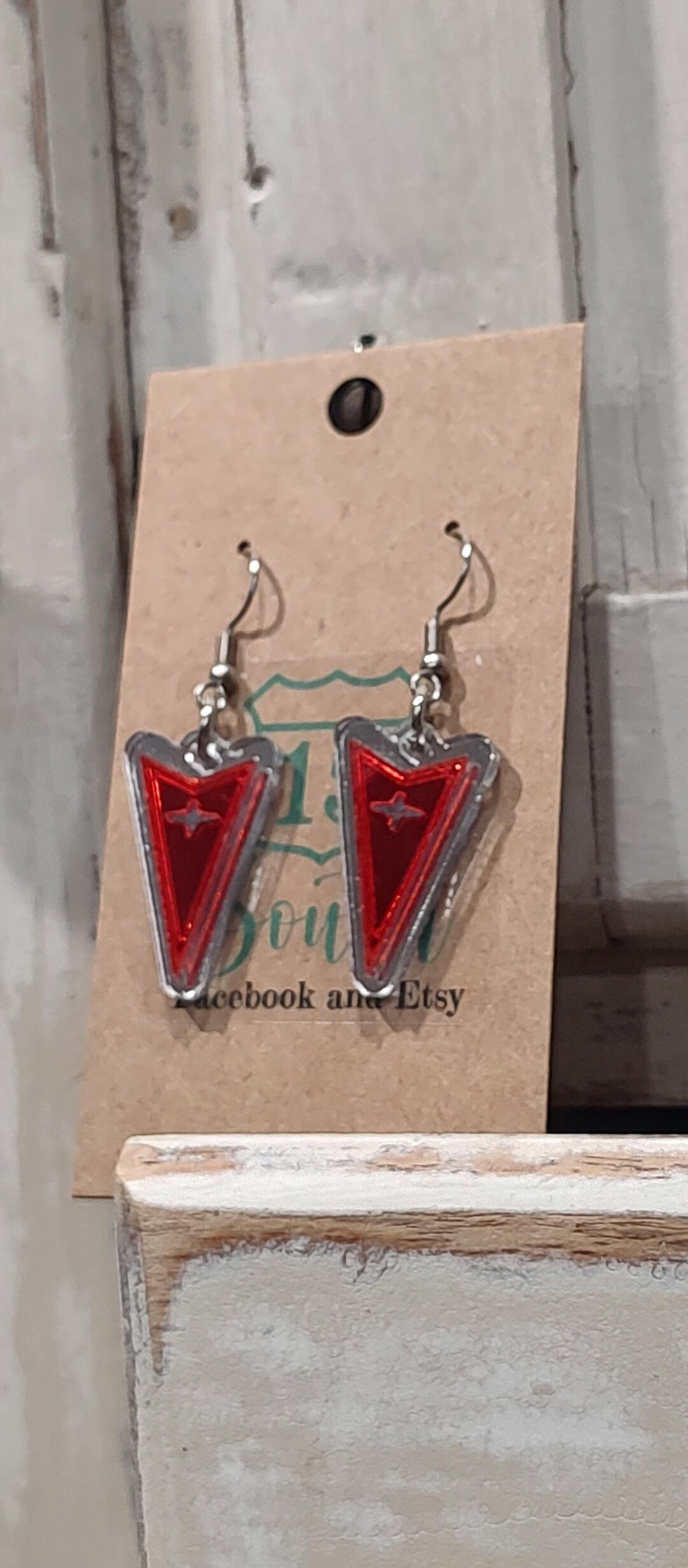 Muscle Car Emblem Earrings, Silverand Red Mirror Acrylic Muscle Car ...