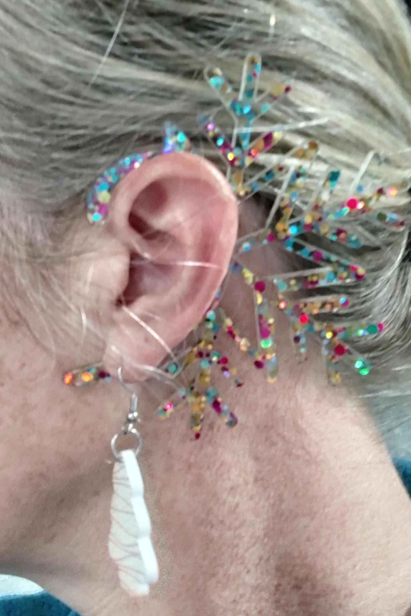 Snowflake Ear Cuff, Glitter Acrylic Ear Wrap - Etsy