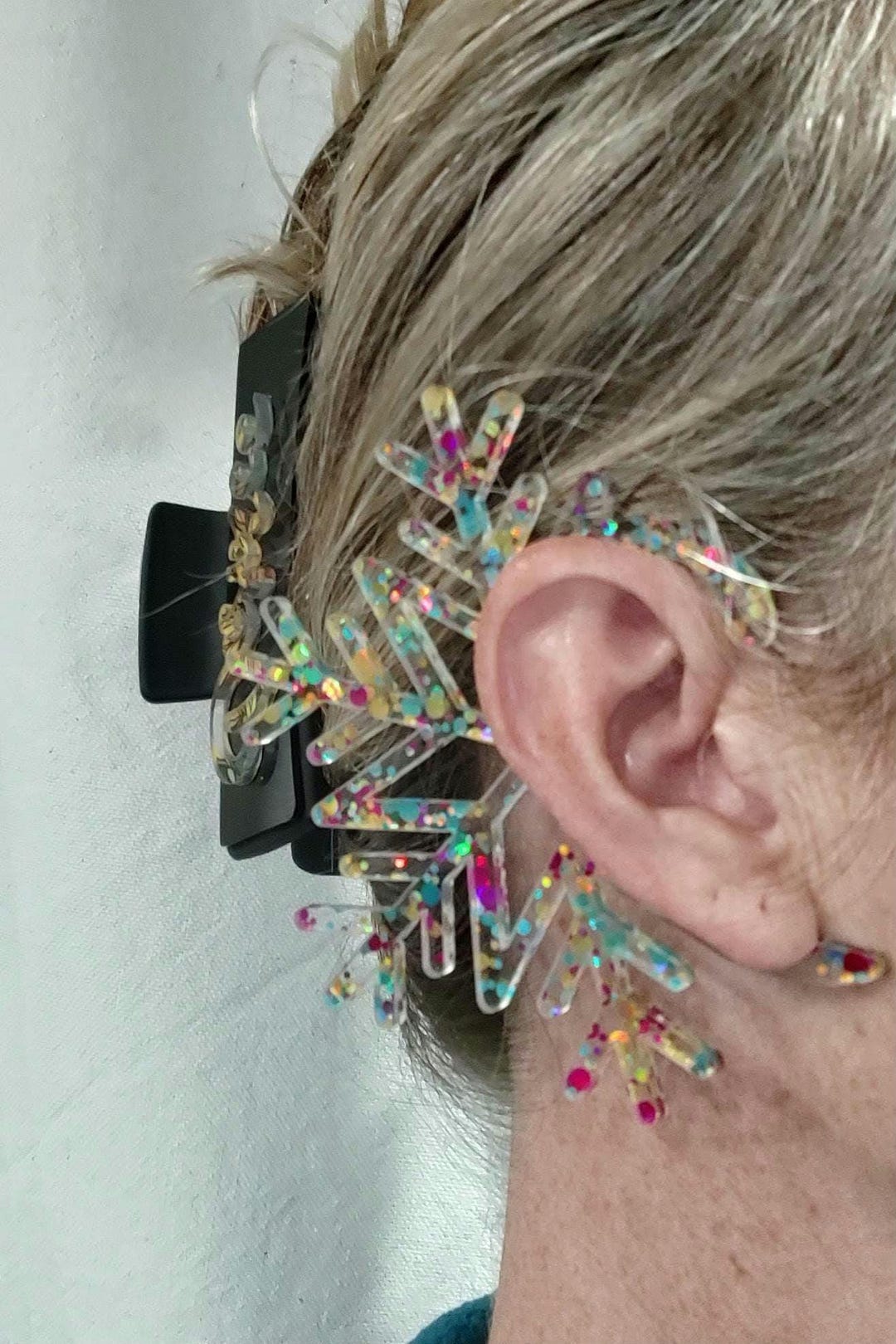 Snowflake Ear Cuff, Glitter Acrylic Ear Wrap - Etsy