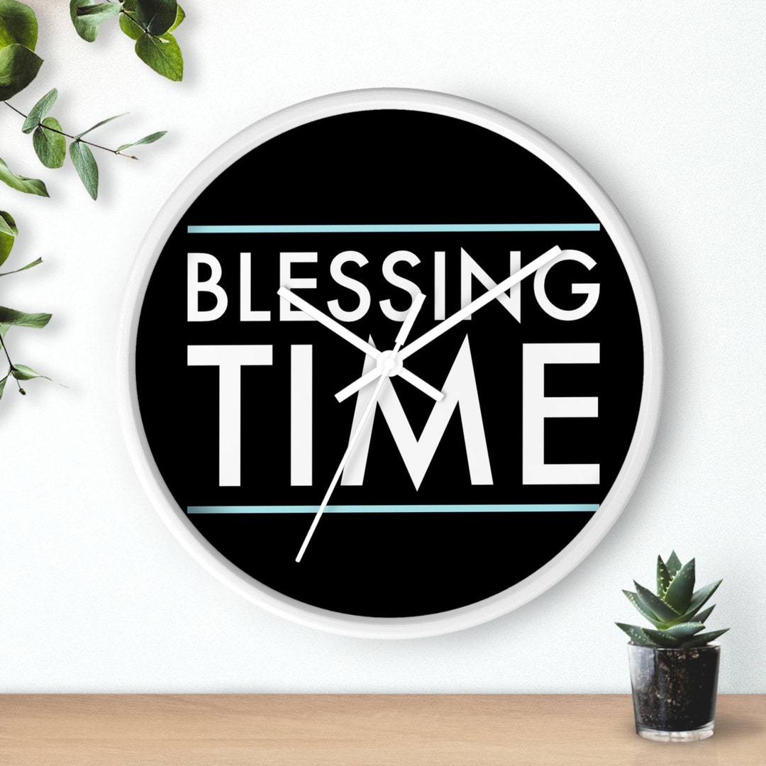 BLESSING WALL CLOCK - Wooden Frame Clock - Round Wall Clock - Room Wall ...