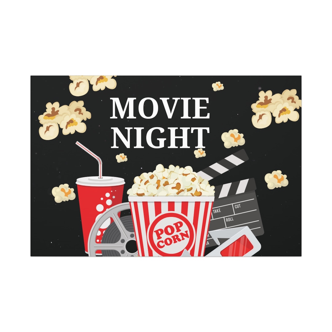MOVIE NIGHT Wall Canvas - Movie Night Canvas - Stretched Canvas - Movie ...
