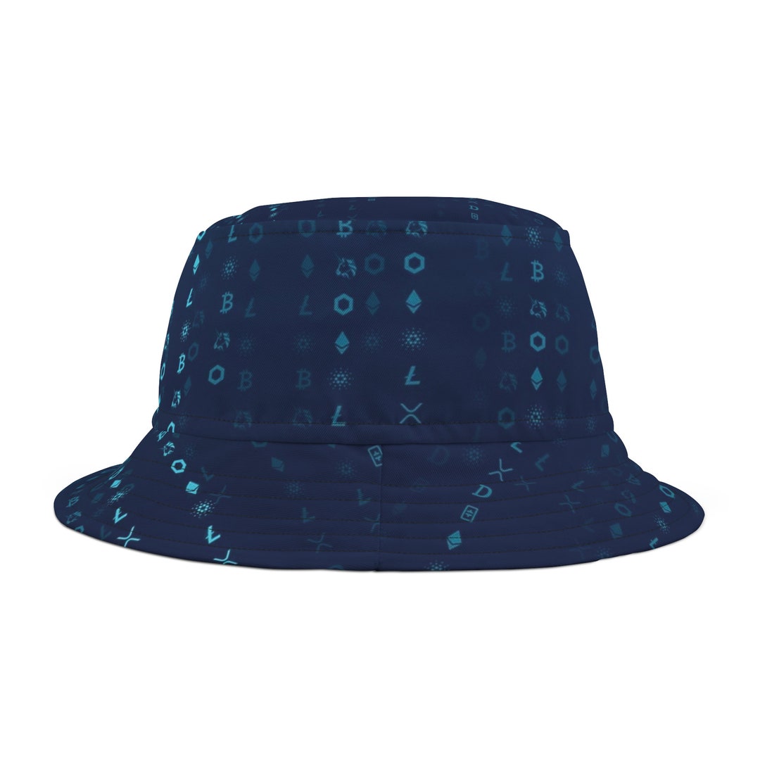 Blue Crypto Matrix Pattern Bucket Hat, Unisex Bucket Hat, Summer Hat ...