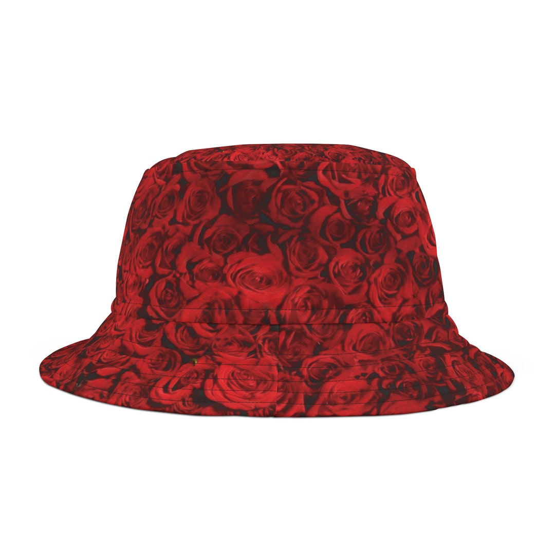 Red Rose Bucket Hat, Unisex Bucket Hat, Summer Hat, Sun Hat, Red Rose ...