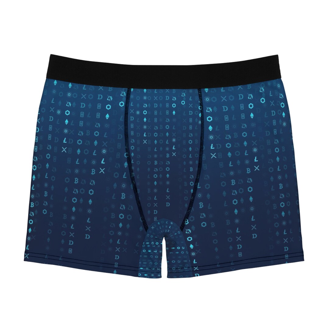 MEN BOXER BRIEFS - Blue Crypto Matrix Pattern Boxer Brief - for Him ...