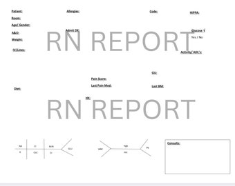Simple Minimalist Nurse Report Sheet - Etsy