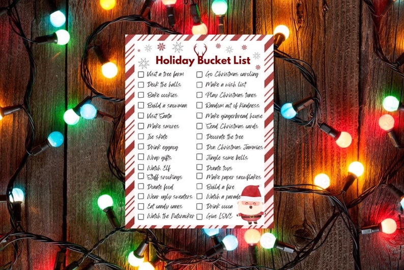 Printable Holiday Bucket List - Christmas Family Activities Checklist ...