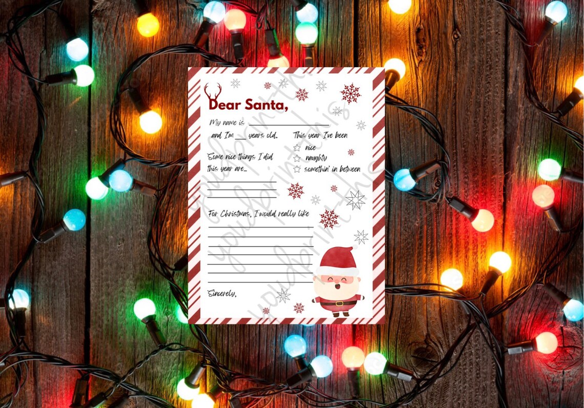 Printable Letter to Santa Dear Santa, Christmas Wish List, Printable ...