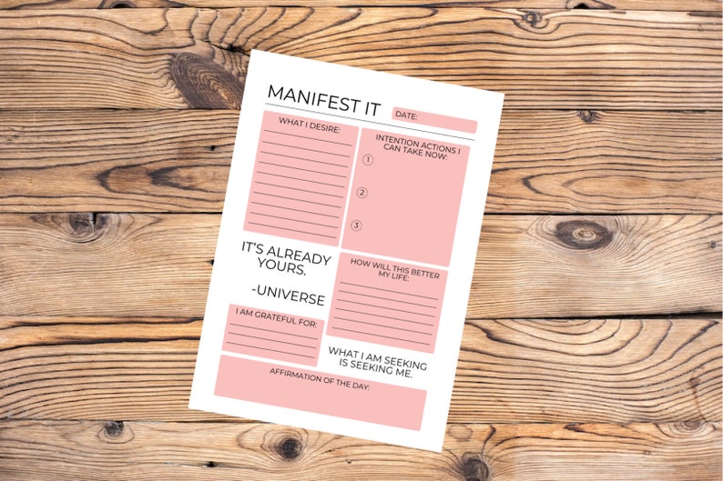 Manifestation Journal Page Printable Manfesting Daily PDF - Etsy