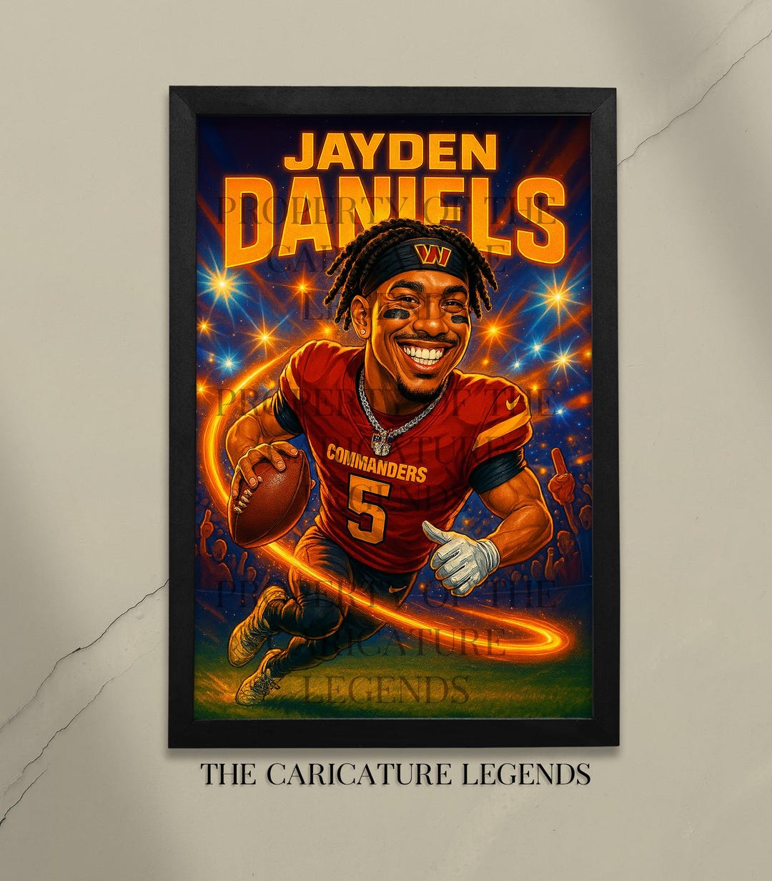 Jayden Daniels Caricature Poster, Funny Football Wall Art, NFL Rookie ...