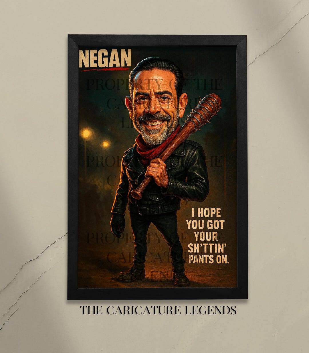 Negan Caricature Poster – TV Villain Fan Art Canvas Print, Fictional ...