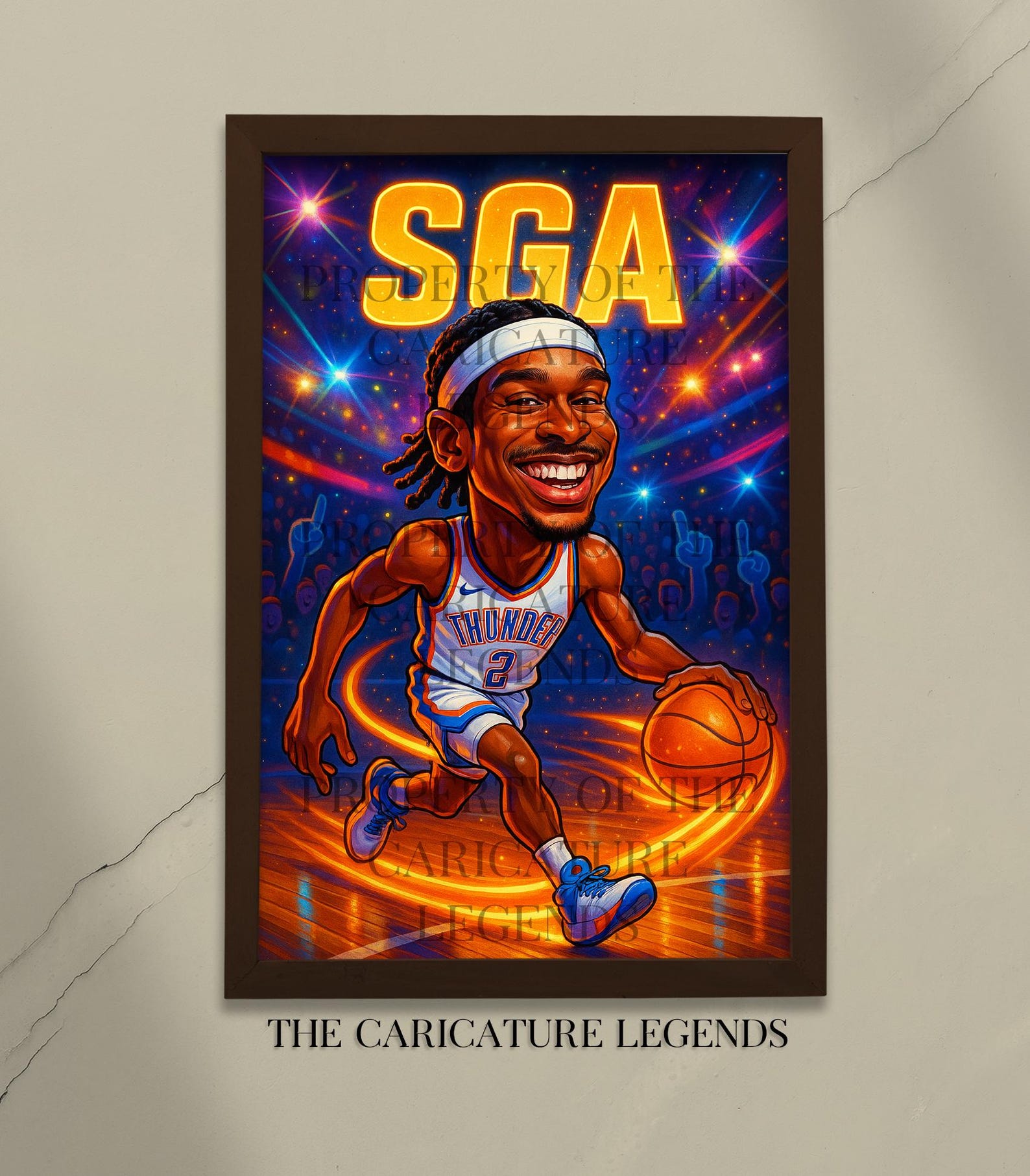 Shai Gilgeous-alexander Caricature Poster – Funny Basketball Wall Art ...